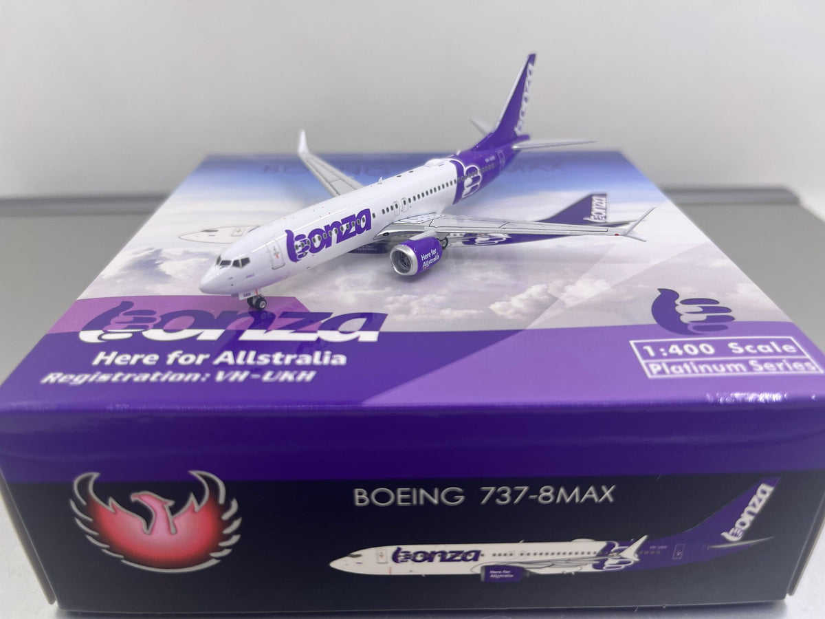 Bonza B737-8max VH-UKH Phoenix 1:400 – Diecastbird Plane Model Store